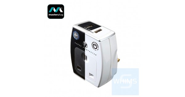 Masterplug - Surge Protection 2USB - 2.1A英國插座插頭充電器 - 白色/黑色