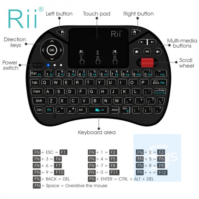 Rii - X8 - i8X Mini 2.4Ghz無線鍵盤鼠標觸控板 3 in 1 組合