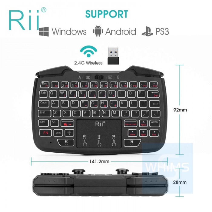 Rii - RK707 Mini 2.4Ghz 無線鍵盤鼠標+遊戲控制觸控 3 in 1 組合