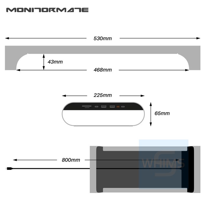 Monitormate - ProBASE GEN2 鋁製 USB多功能螢幕架 (北歐銀/灰色)